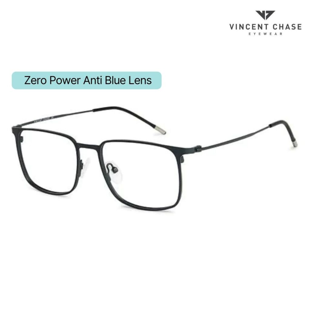 Vincent Chase VC E13045 Black Metal Specs Zero Power Lens - Luxotix