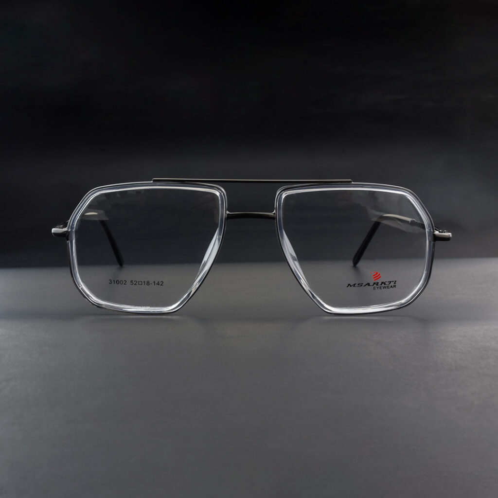 MSARKTI 31002 C2 Bold Transparent Metal Eyeglasses Men - Luxotix