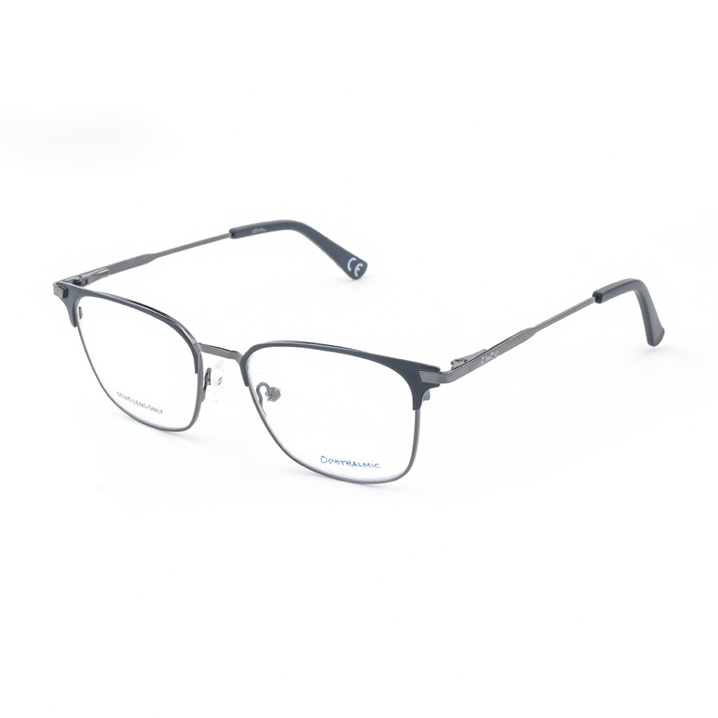 Square Metal OPH SC 112 0203 BLK GUN Eyeglasses - Luxotix